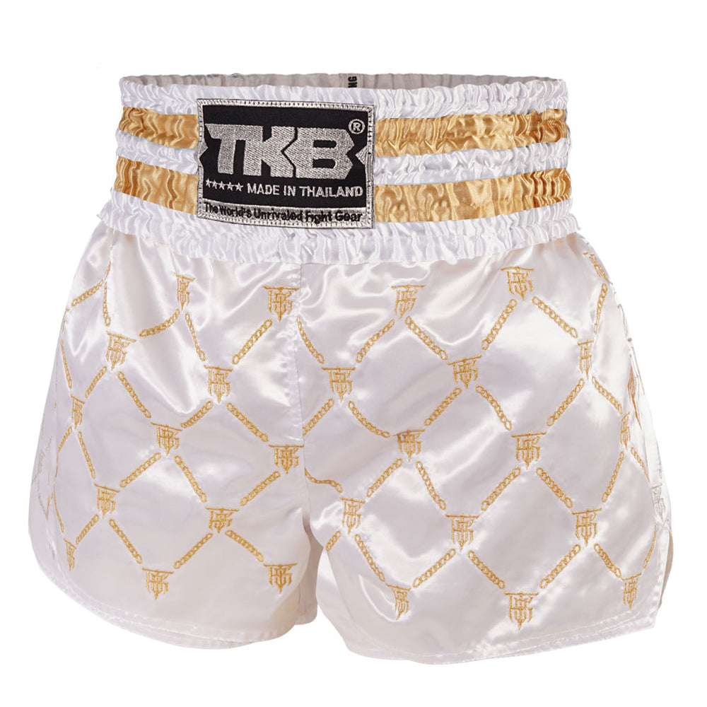 Top King Muay Thai Shorts "Chain" weiss/gold – Top King Boxing